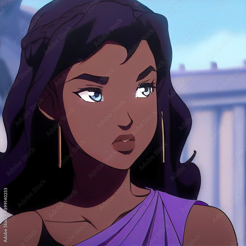 Cartoon Character Black Woman With Purple Robe 002 Generative AI Stock ...