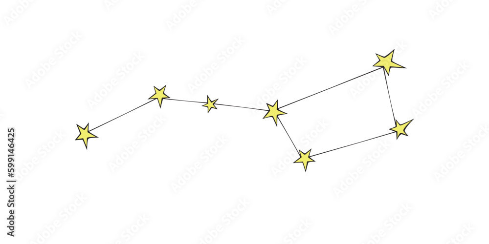 Vector abstract constellation in doodle flat style. Big dipper, great ...