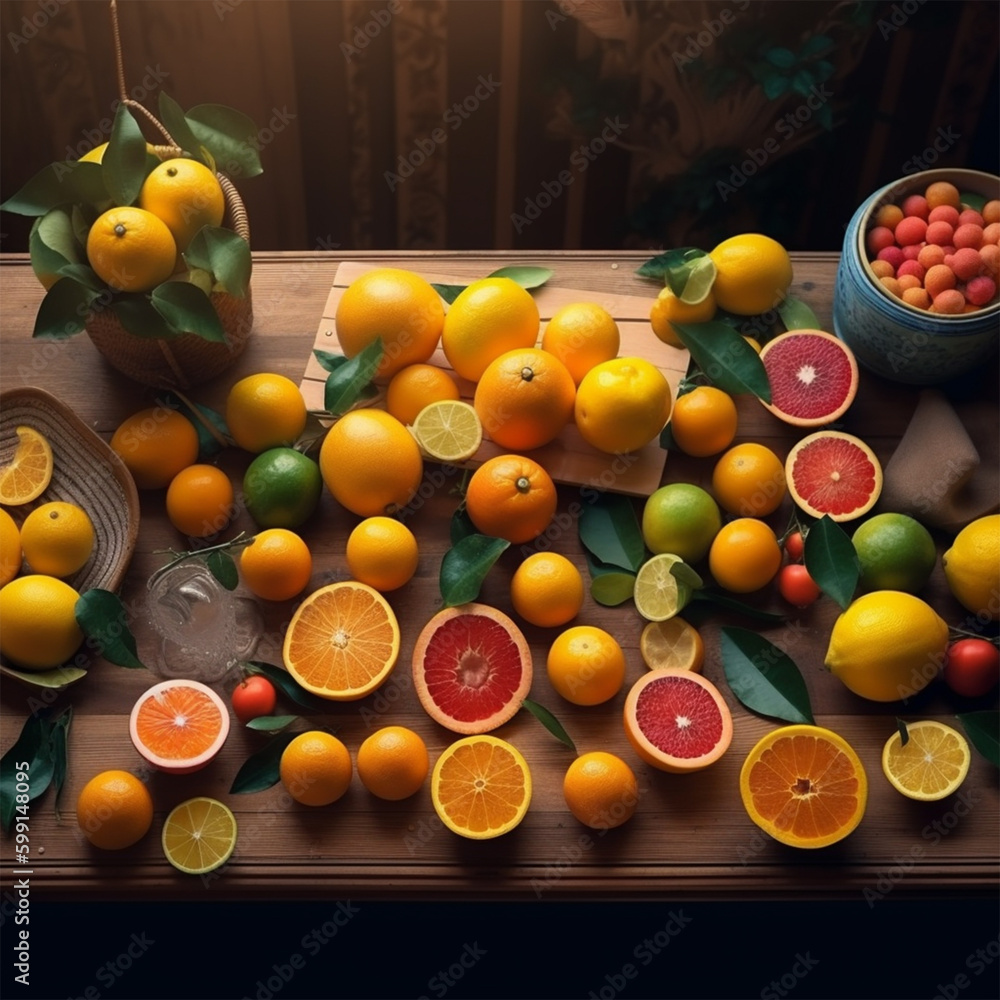 A table with several different fruits Generative AI Generated Stock ...