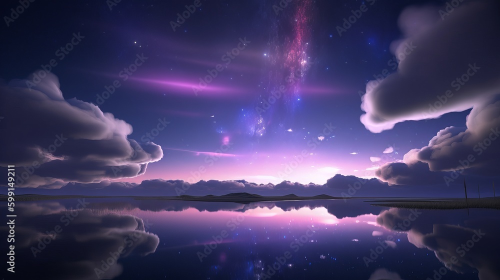 The night view on the brilliant lights and clouds. This is a surreal ...