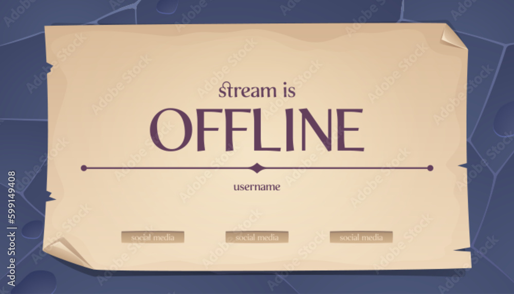 Offline stream paper sheet banner design. Old parchment background with ...