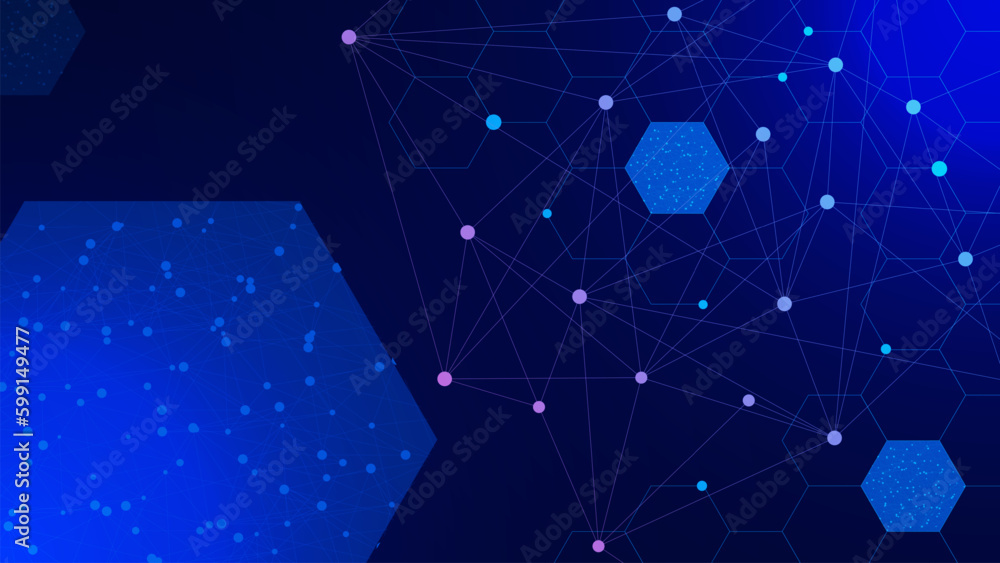 Abstract Molecular Structure With Dots Lines Connection And Hexagons