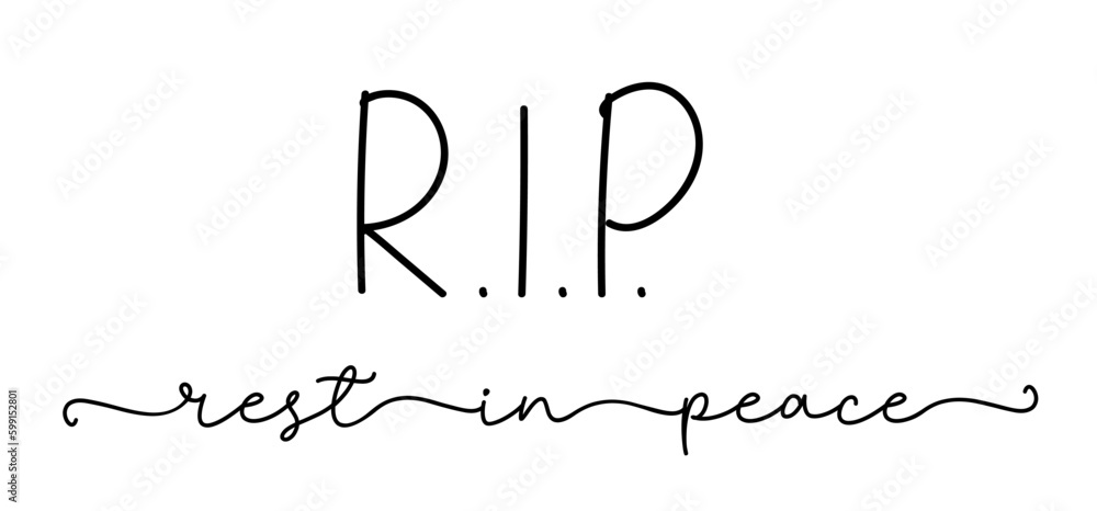 Vetor de RIP. Rest in peace. Lettering isolated script message ...