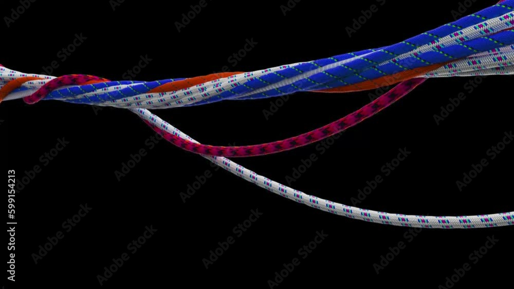 Abstract cord and rope and paracord animation with alpha mask. Tangling ...