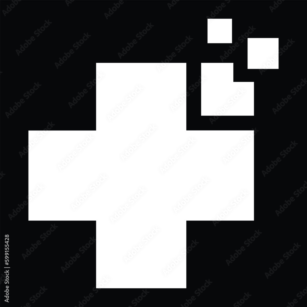 Glyph health regeneration symbol crosses on white background. Three ...