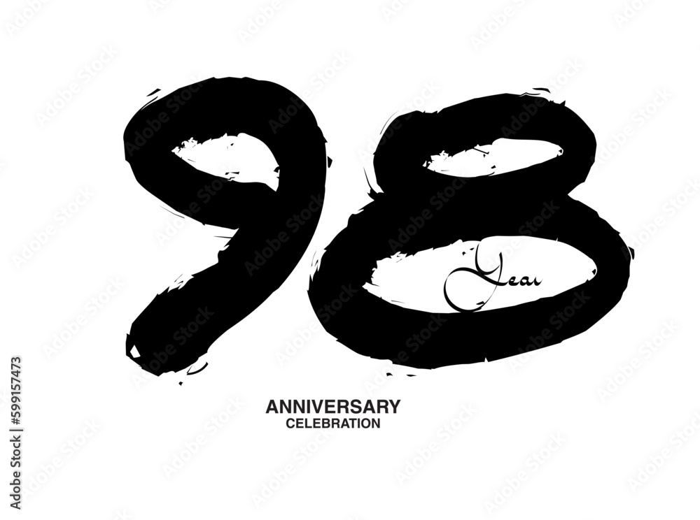 98 Years Anniversary Celebration Vector Template, 98 number logo design ...