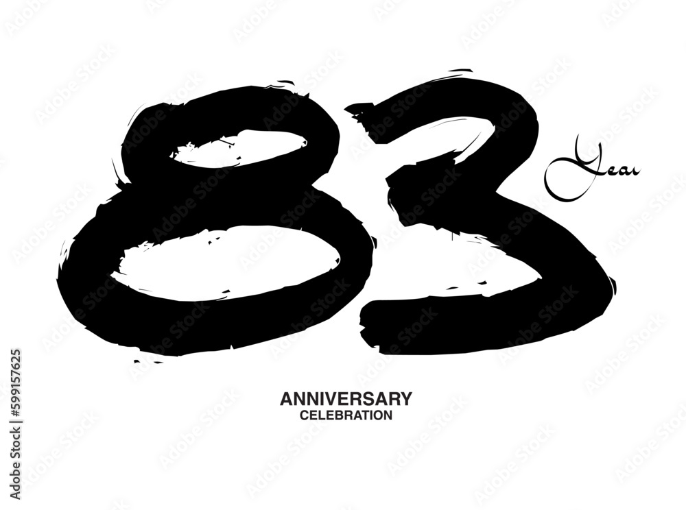 83 Years Anniversary Celebration Vector Template, 83 number logo design ...