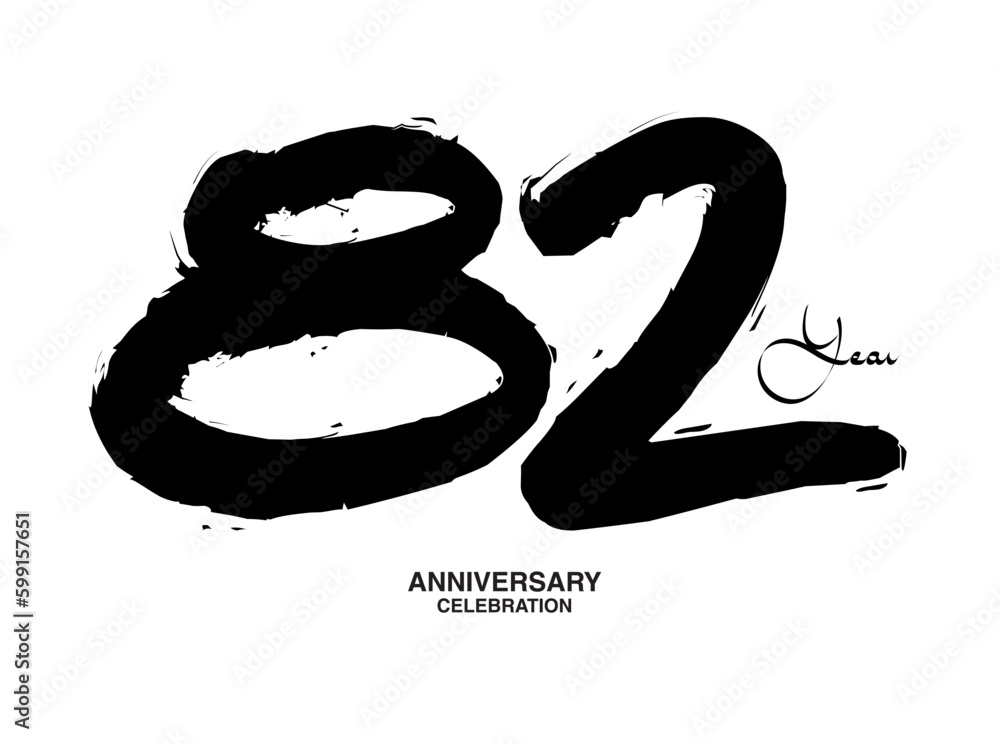 82 Years Anniversary Celebration Vector Template, 82 number logo design ...