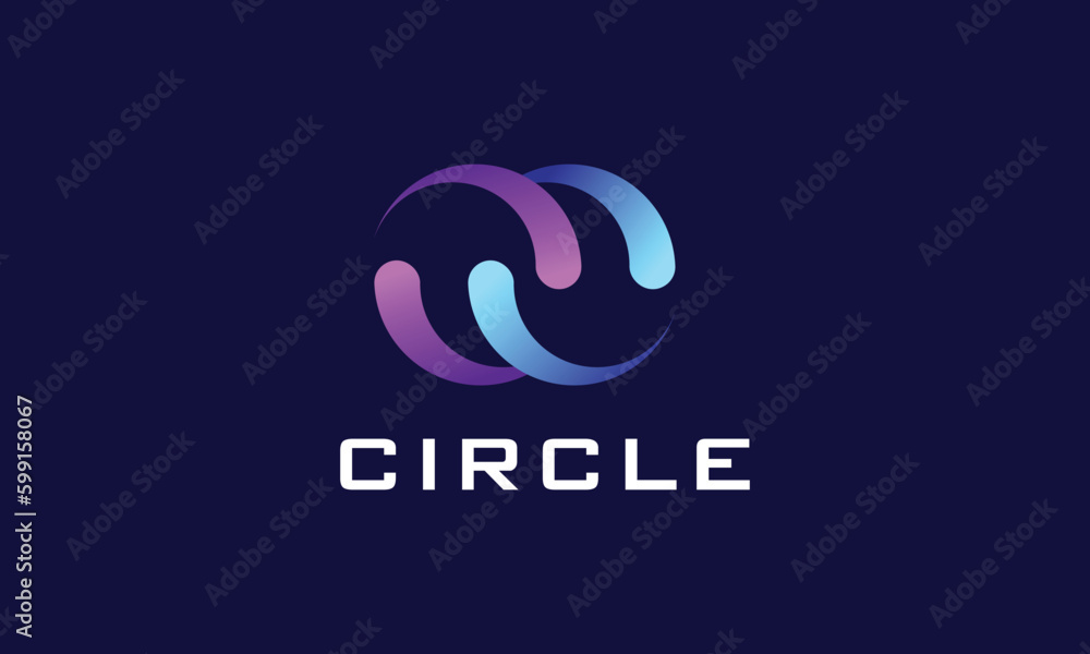 Circle logo vector minimalist concept round design icon connection ...