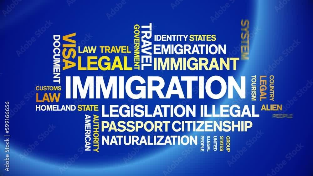 immigration animated tag word cloud;text design animation kinetic ...