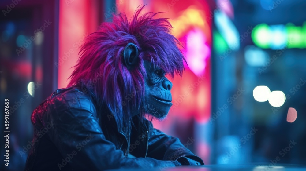 Sad ape emotionally drained and depressed, sitting lonely and neglected ...