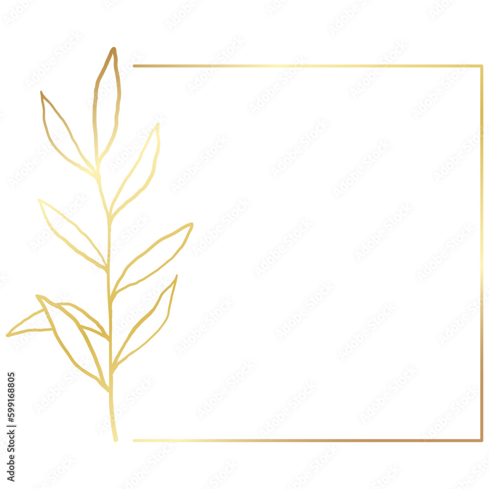 Gold floral frame minimalist Stock Vector | Adobe Stock