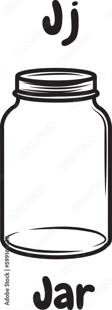 Jar icon with English alphabet J letter.For worksheets and coloring ...