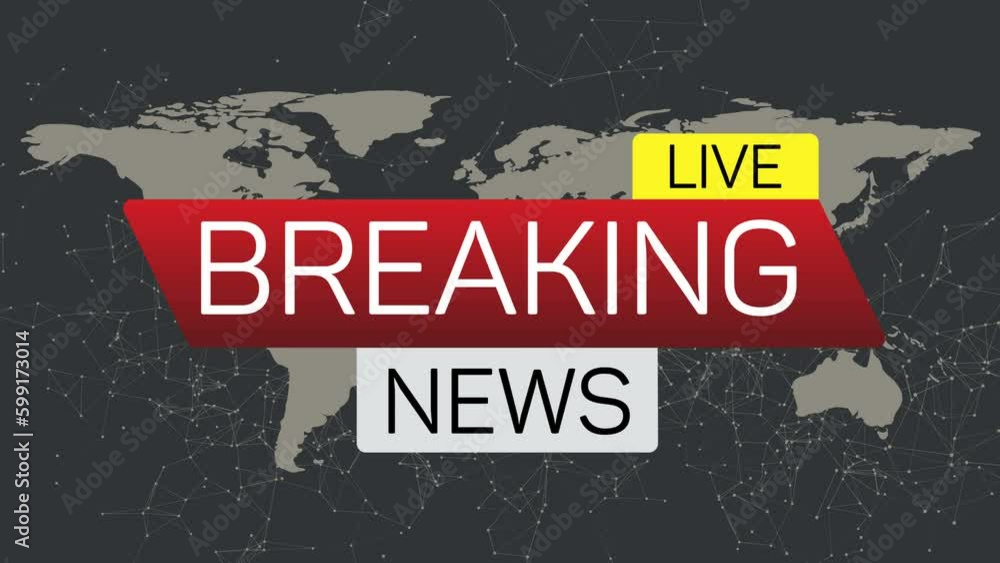 Breaking news live motion banner on worldmap. Business technology world ...