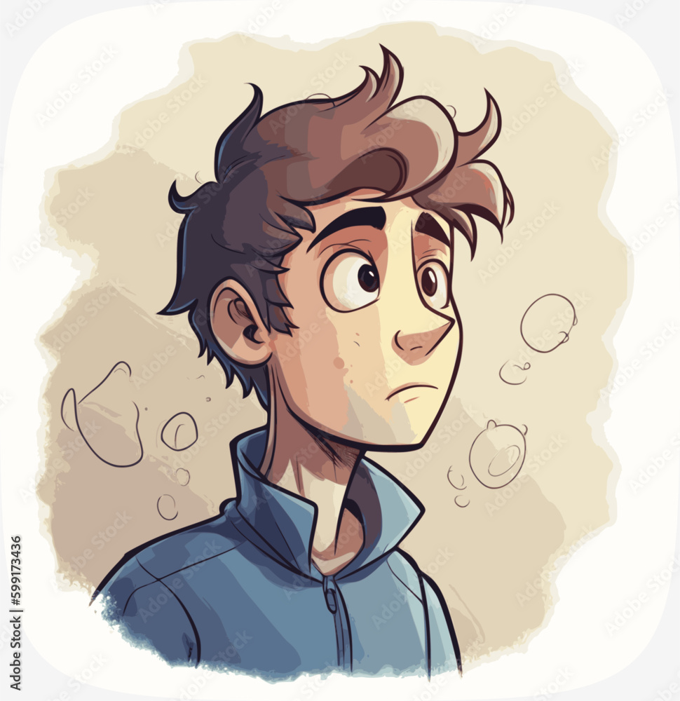Teenager think. Thoughtful student, teen boy idea or university ... Teenager think. Thoughtful student, teen boy idea or university ...