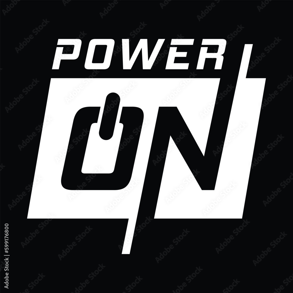 Pictogram power on button icon. white icon on black background. Stock ...
