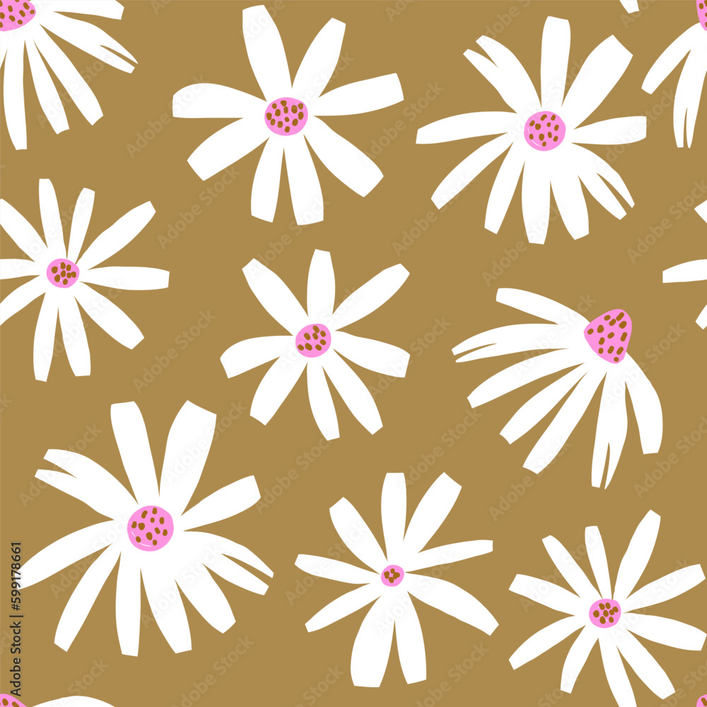 Seamless floral camomile pattern. Botanical texture for fabric, textile ...