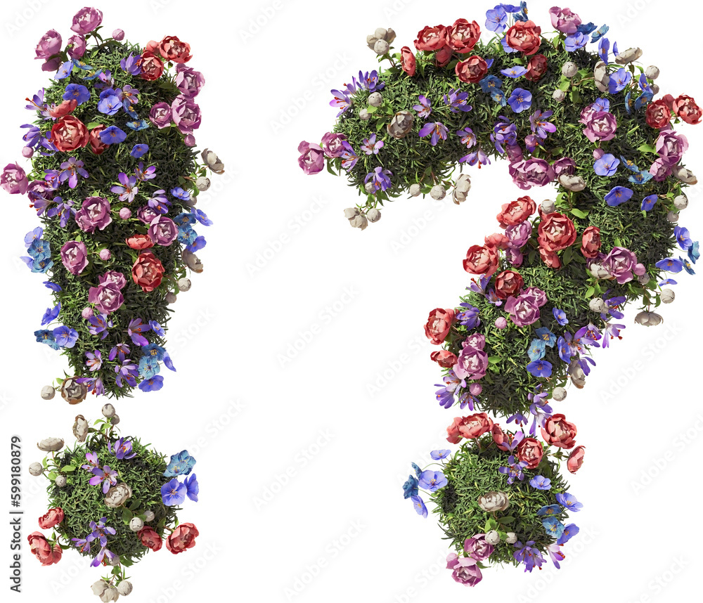 Flower Symbols Exclamation Mark and Question Sign. Garden floral and ...