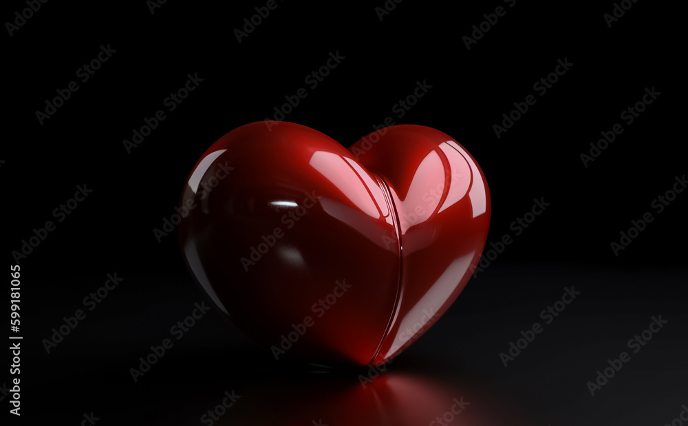 A beautifully rendered 3D heart in a deep, passionate red hue sits ...