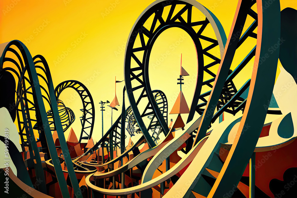 Abstract rollercoaster looping design illustration (Generative AI ...