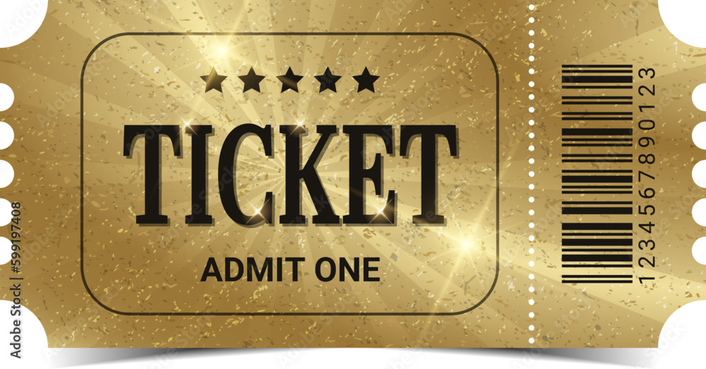 Golden ticket Stock Vector | Adobe Stock
