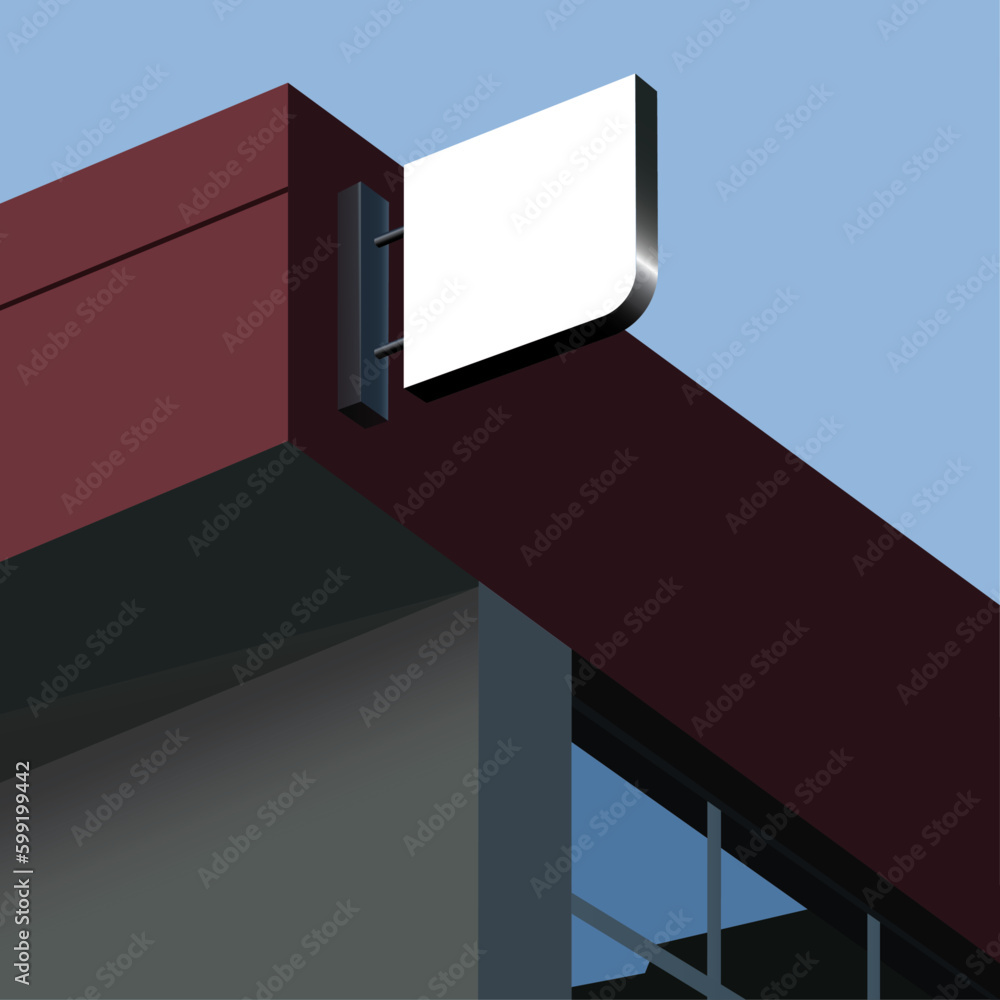 Signage light box signboard, vector mockup. Street signage box mockup ...