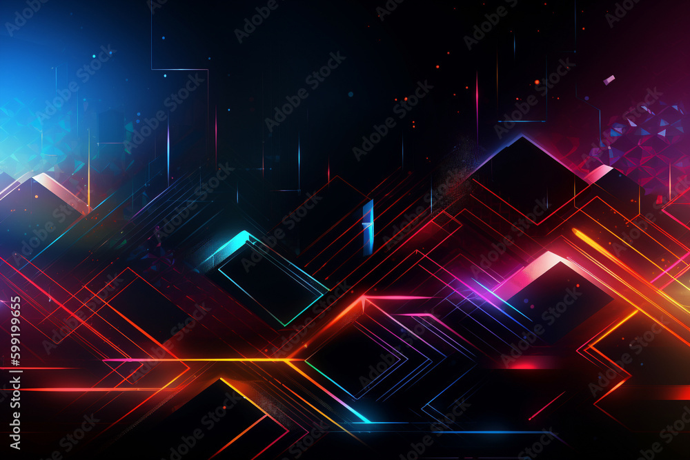 Vibrant Tech Background with artistic digital elements and shapes ...