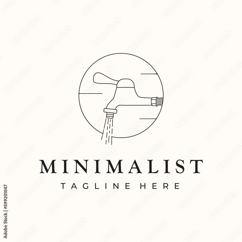 faucet line art logo vector minimalist illustration design, tap with ...