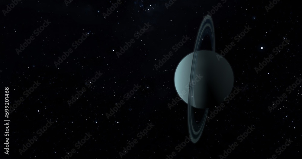 View to planet Uranus from space. Uranus - ice giant planet, thirteen ...