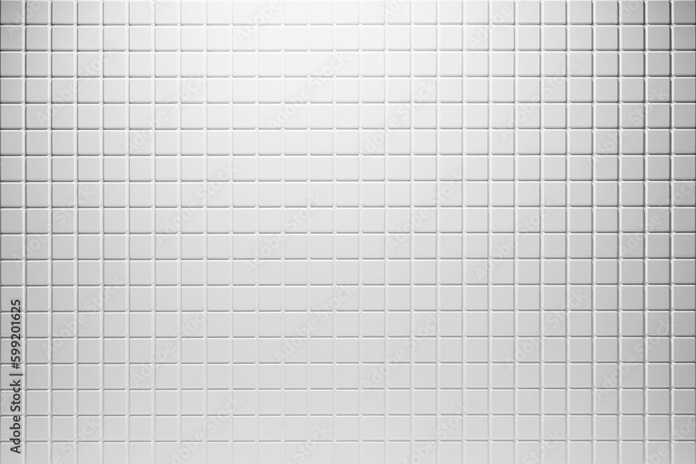 White abstract background of tiny square ceramic tile, pattern, top ...