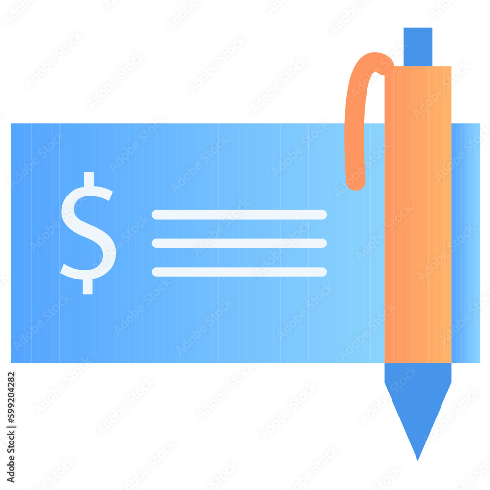 The Money Check icon represents a financial instrument for payment or ...