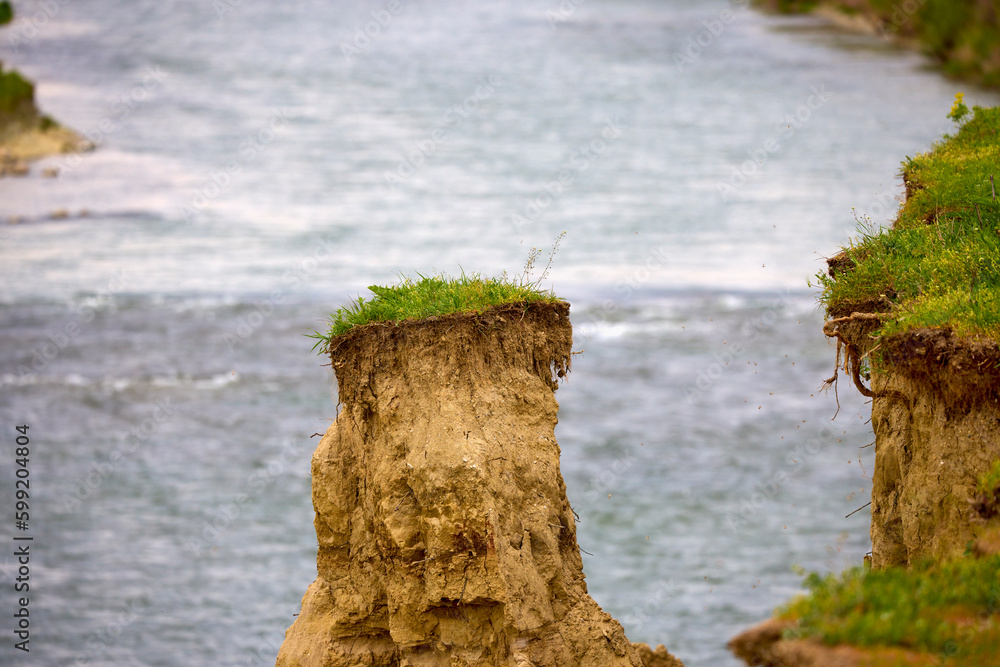underground soil layer of cross section earth, erosion ground with ...