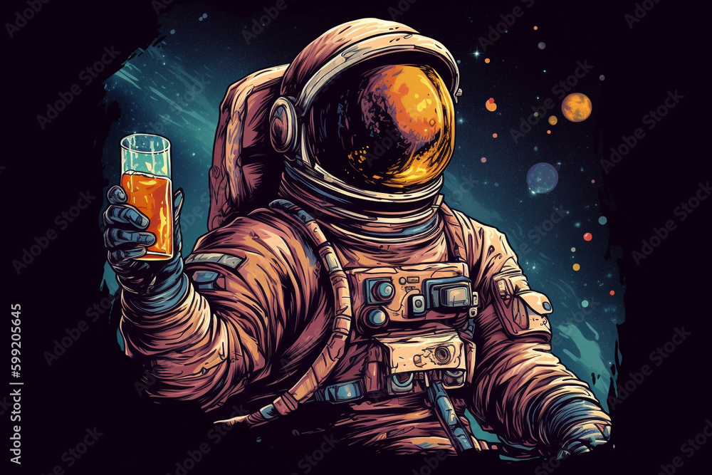 Astronaut Enjoying a Beer in Outer Space representing the idea of ...