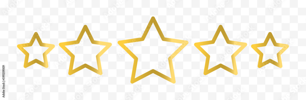 Star rating outline icons with transparent background. Five star ...