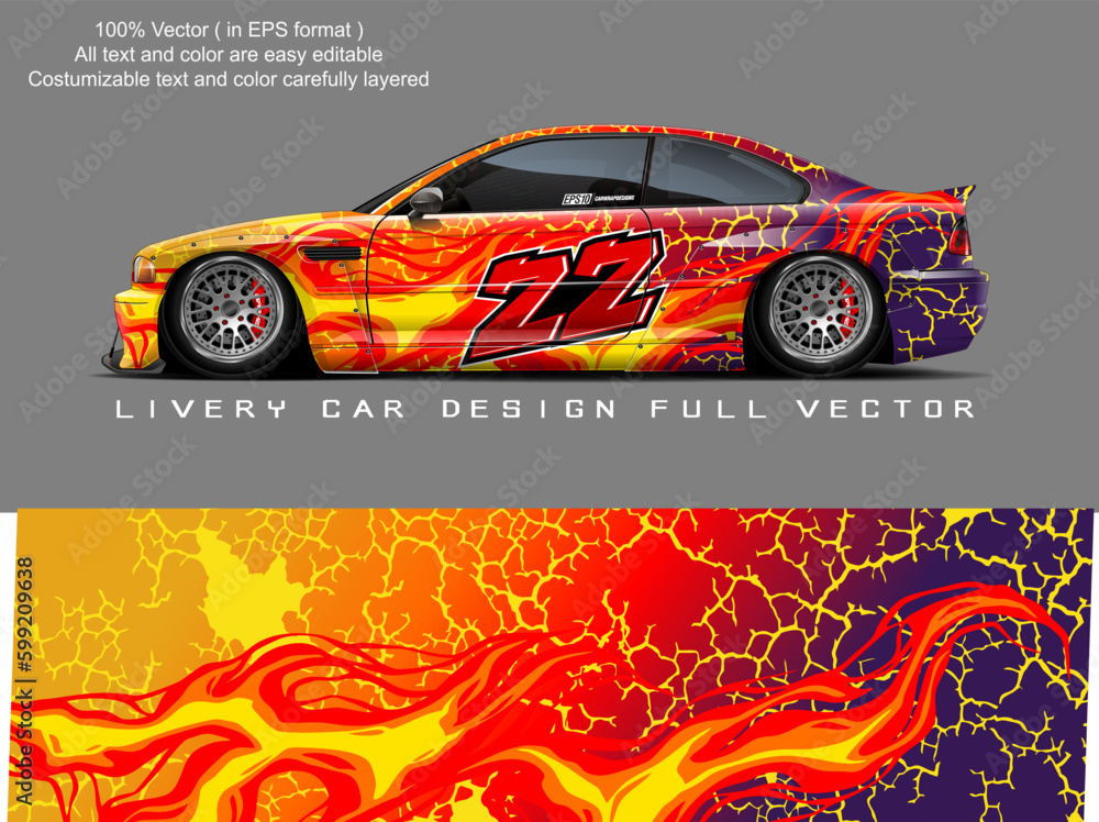 Car decal design vector. Graphic abstract stripe racing background ...