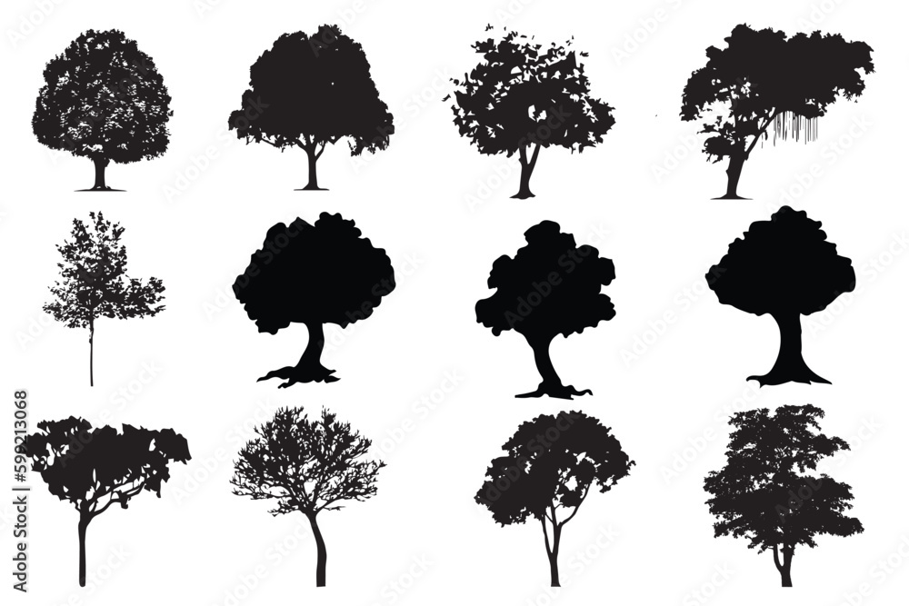 set of trees silhouettes Stock Vector | Adobe Stock