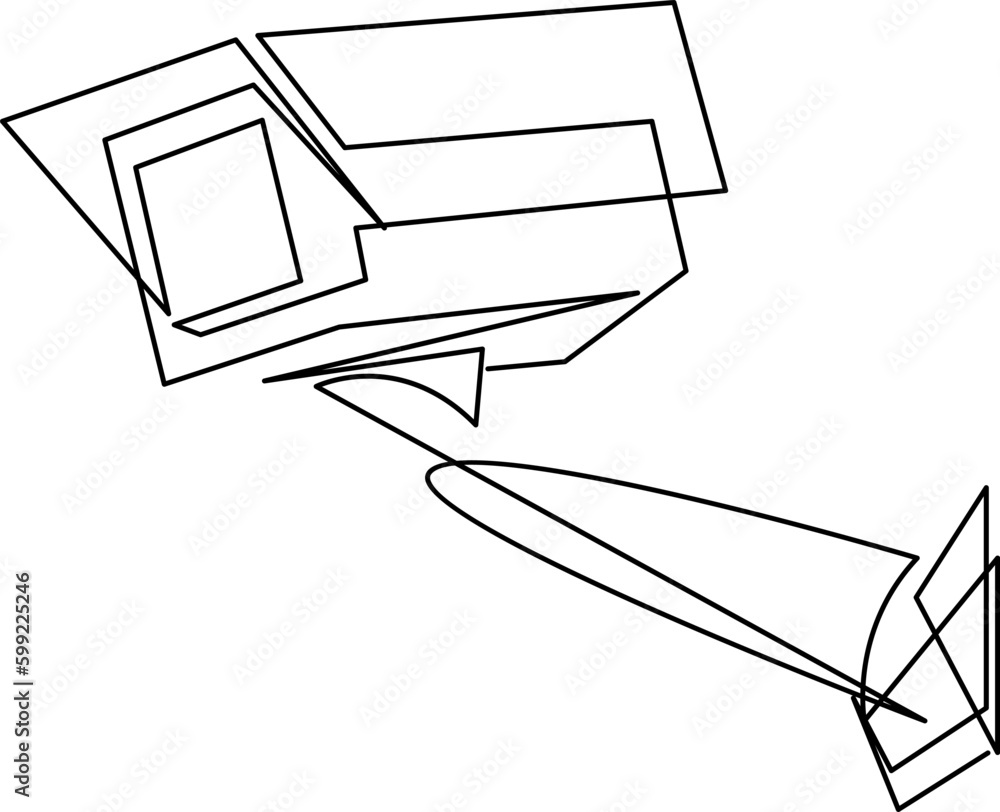 Vetor de Continuous one line drawing of CCTV with a box shape installed ...