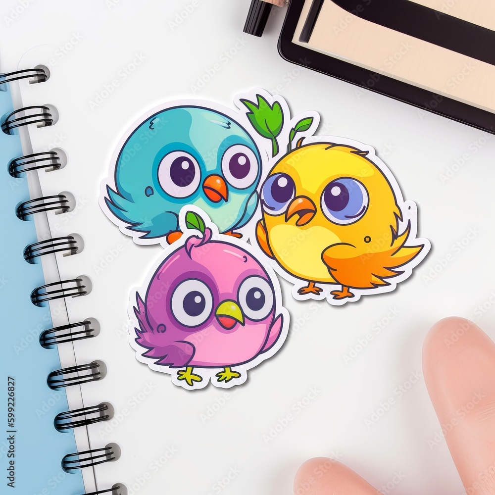 A cute chibi Birds sticker with a white background, exuding adorable ...