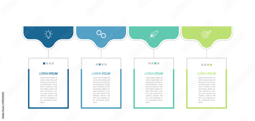 4 stages of development, improvement or training. Infographics with ...