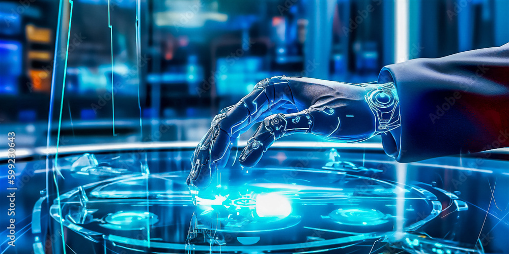 Robot hand ai artificial intelligence assistance work with computer ...