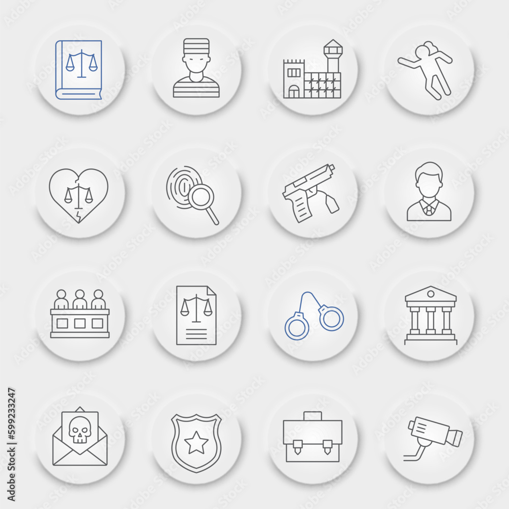Law line icon set, justice symbols collection, vector sketches ...