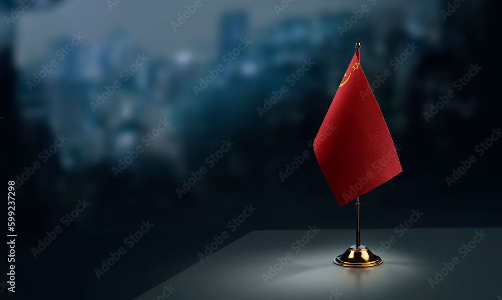 Small flags of the USSR on an abstract blurry background Stock ...
