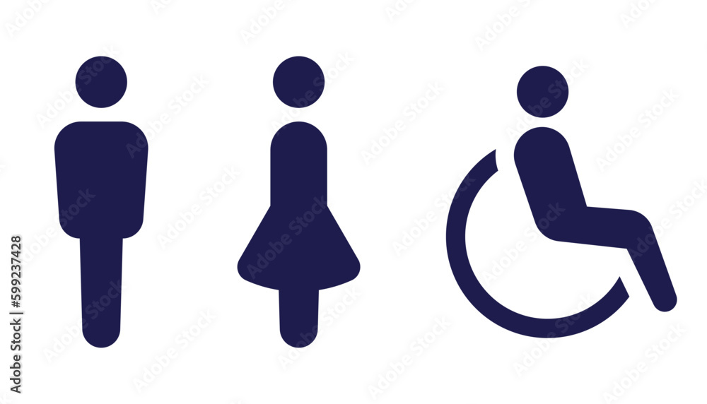 All gender restroom sign. Toilet line icon, linear style vector ...