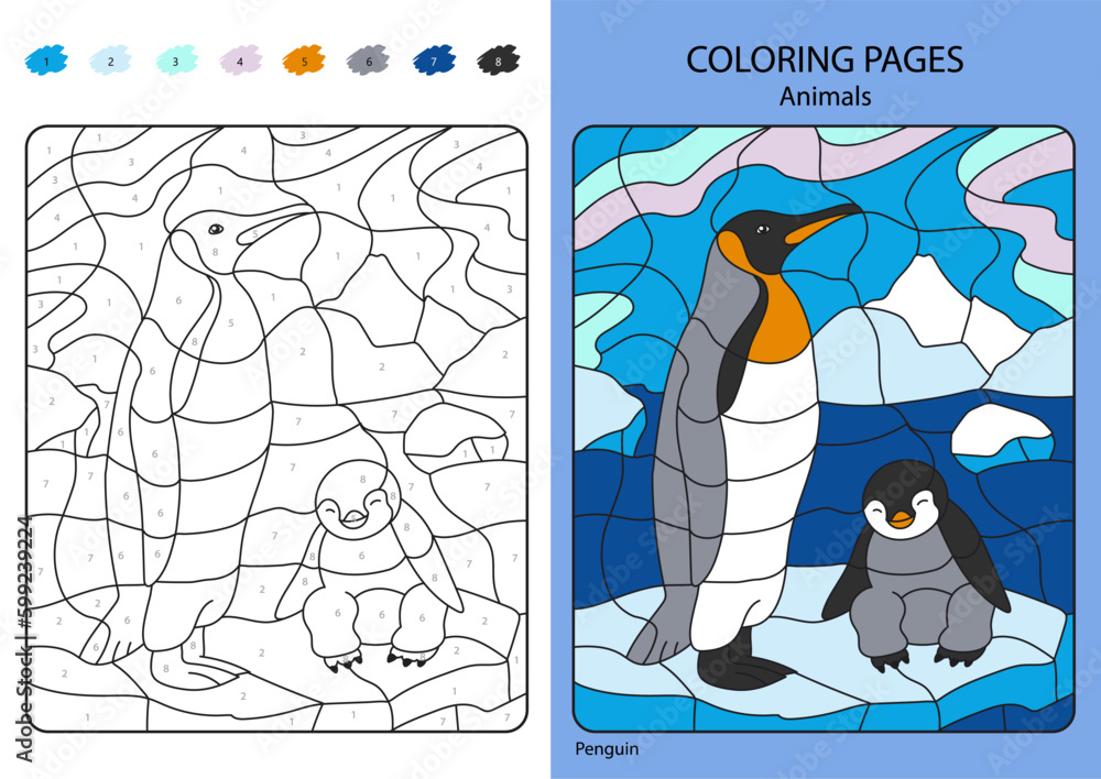 Coloring book for children: penguin and penguin. Vector illustration ...