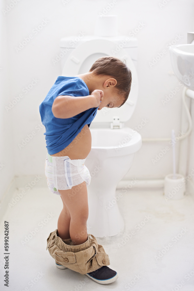 Can I get big boy pants. a young boy being potty trained. Stock Photo ...