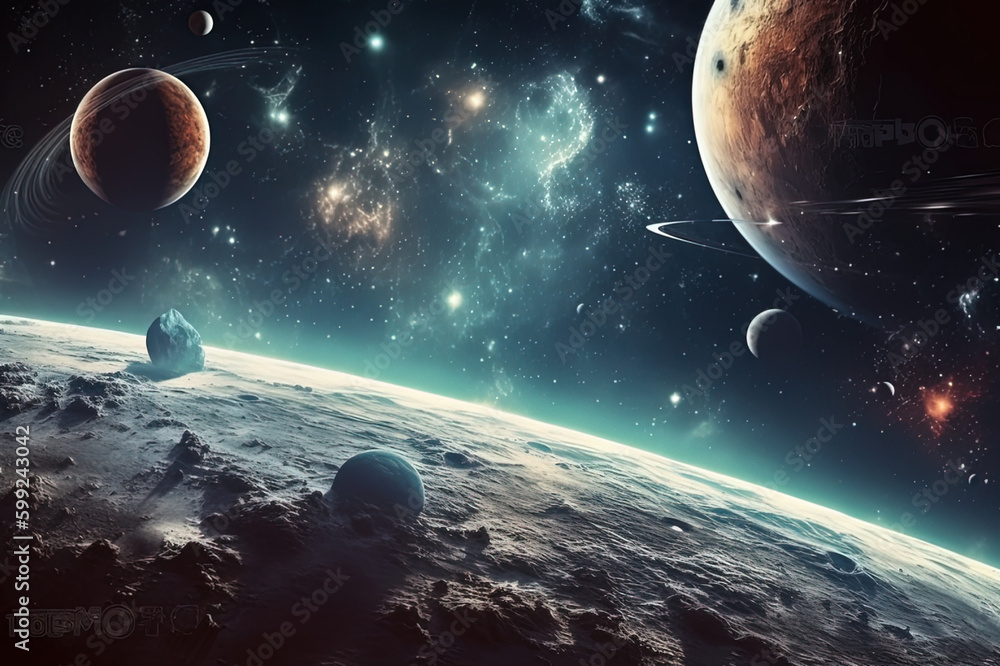 Space wallpaper banner background Stunning view Generative Ai Stock ...
