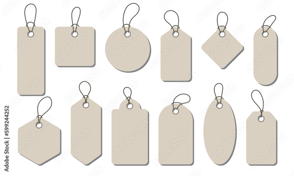 Realistic price tag set. Price tag collection. Paper labels set. Blank ...