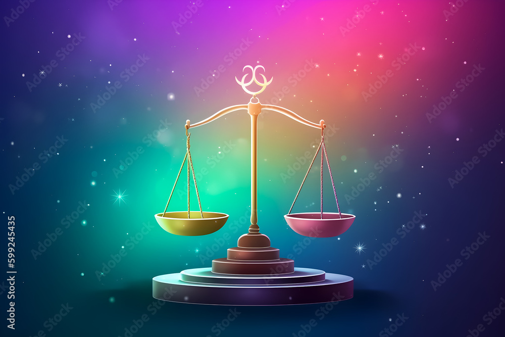 Balance scales representing Libra Zodiac Sign on colorful gradient ...