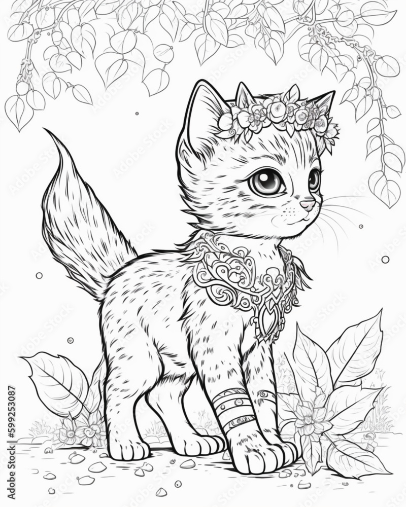 Cat coloring page ,eps file Stock Vector | Adobe Stock