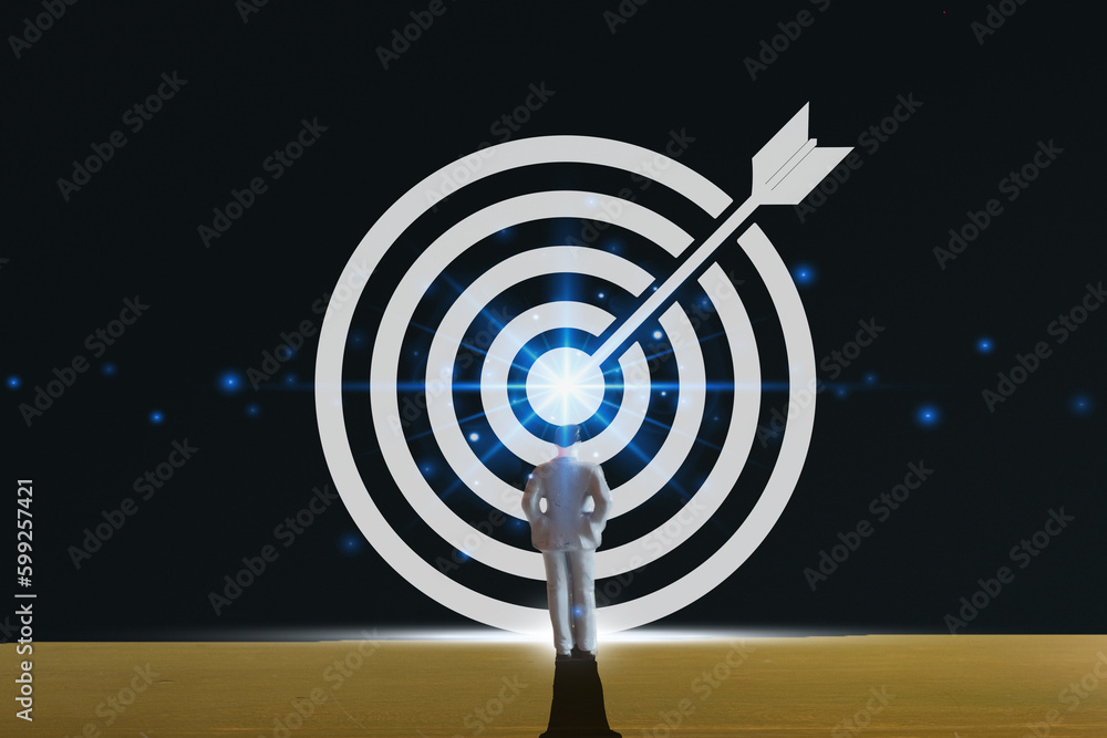 Goal achievable target,mission,challenge concept.,Businessman focus on ...